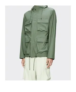 Rains Hooded Jacket With Drawstring And Flap Pockets