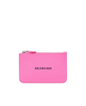 Balenciaga Portamonete Lungo E Portacarte Cash Grande Da Donna In Rosa Fluo - Pink