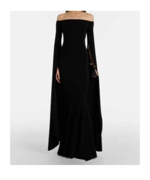 Norma Kamali Draped Off-shoulder Gown With Fishtail Hem