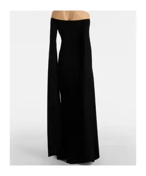 Norma Kamali Draped Off-shoulder Gown With Fishtail Hem