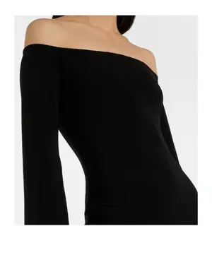 Norma Kamali Draped Off-shoulder Gown With Fishtail Hem