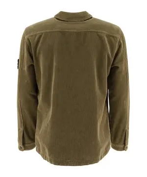 Stone Island Logo Patch Corduroy Overshirt