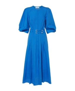 Gabriela Hearst Elea Puff-sleeve Linen Maxi Dress - Blue