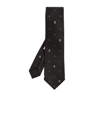 Alexander McQueen Star Skull Jacquard Pointed-tip Tie - Black