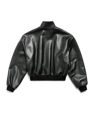 Balenciaga High-neck Leather Bomber Jacket