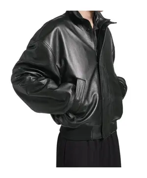 Balenciaga High-neck Leather Bomber Jacket