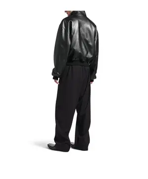 Balenciaga High-neck Leather Bomber Jacket