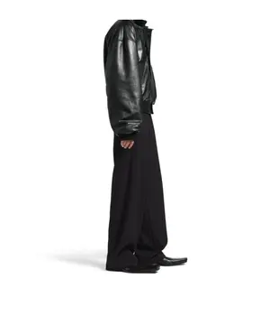 Balenciaga High-neck Leather Bomber Jacket