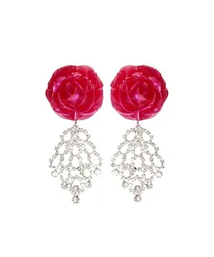 Magda Butrym Crystal-embellished Floral Drop Earrings - Red