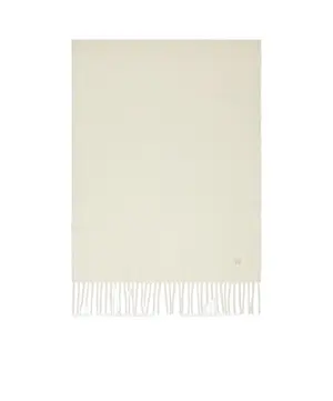 Max Mara Logo Embroidered Fringed Scarf