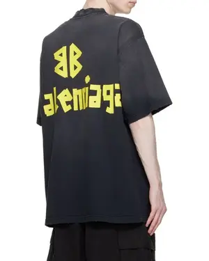 Balenciaga Tape Type Medium Fit T-shirt In Faded