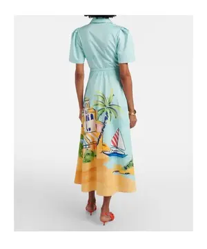 LEO Printed Belted Cotton Shirt Dress