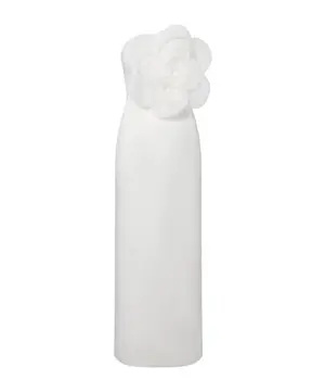 LEO Floral-appliqué Maxi Dress - White