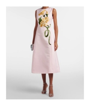 LEO Floral-appliqué Cocktail Dress