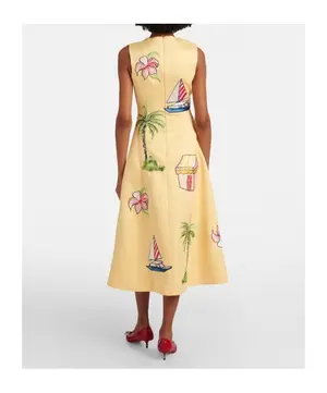 LEO Beaded Patch-appliqué Midi Dress