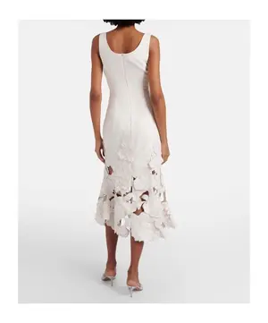 LEO Floral-appliqué Midi Dress