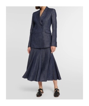 Gabriela Hearst Denim-blue Linen Maxi Skirt - Black