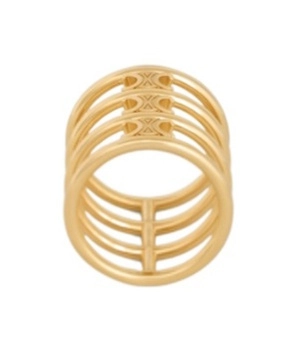 Celine Triomphe Cage Ring In Brass With Gold Finish