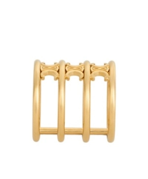 Celine Triomphe Cage Ring In Brass With Gold Finish