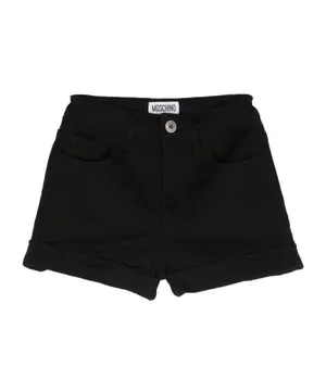 Moschino Logo-embroidered Denim Shorts - Black