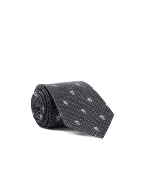 Alexander McQueen Skull Embroidered Tie - Black
