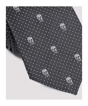 Alexander McQueen Skull Embroidered Tie