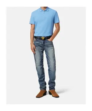 Versace Medusa-embroidered Short-sleeved Polo Shirt