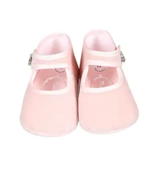 Monnalisa Button-strap Velvet Crib Shoes
