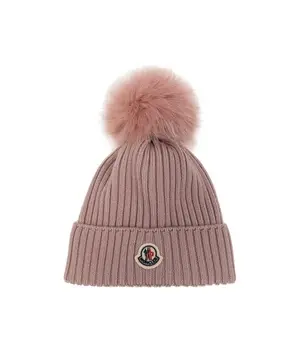 Moncler Pompom Detailed Knitted Beanie - Light Pink
