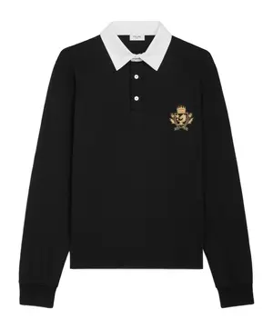 Celine Blason Polo Shirt In Striped Jersey