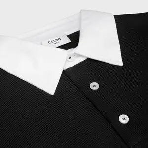 Celine Blason Polo Shirt In Striped Jersey