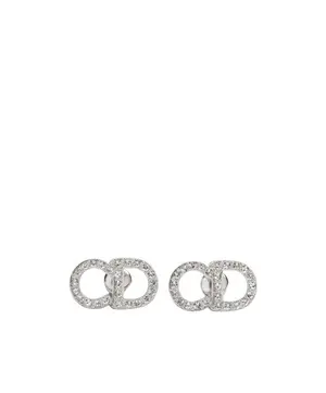 Dior Cd Signature Stud Earrings - Silver