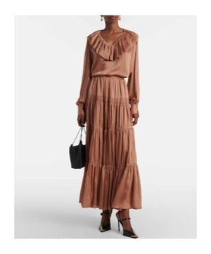 Ulla Johnson Layered Stacked Long Midi Skirt