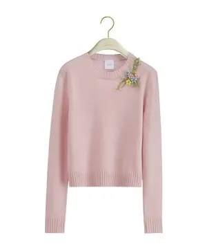 Dior Embroidered Bouquet Sweater - Nude