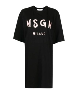 MSGM Logo-print T-shirt Dress - Black