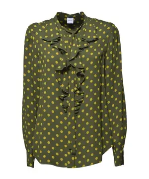 Aspesi Polka Dot Viscose Crepe Shirt - Green