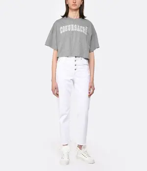 AMI Paris Coeur Sacré Cropped Cotton T-shirt