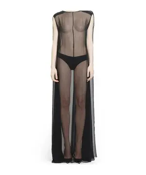 Saint Laurent Sheer Silk Maxi Dress - Black