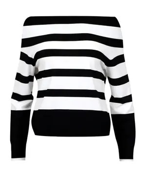KAOS Boat Neck Striped Sweater - Black