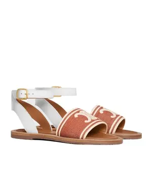 Celine Triomphe Jacquard Canvas And Calfskin Olympia Sandal