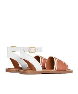 Celine Triomphe Jacquard Canvas And Calfskin Olympia Sandal