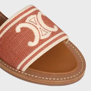 Celine Triomphe Jacquard Canvas And Calfskin Olympia Sandal