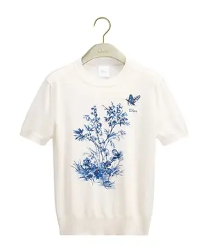 Dior Short-sleeved Embroidered Sweater - White