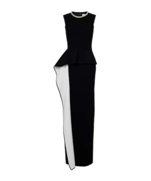 Roland Mouret Embellished Peplum Satin Crêpe Gown - Black