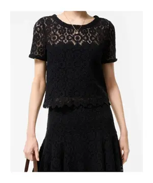 Burberry Short-sleeve Floral Lace Blouse