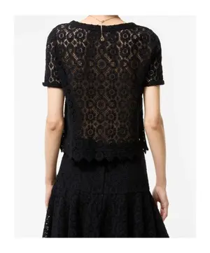 Burberry Short-sleeve Floral Lace Blouse