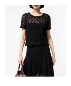 Burberry Short-sleeve Floral Lace Blouse
