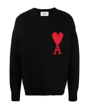 AMI Paris Logo Intarsia Crewneck Knitted Jumper