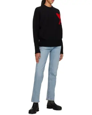 AMI Paris Logo Intarsia Crewneck Knitted Jumper