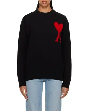 AMI Paris Logo Intarsia Crewneck Knitted Jumper